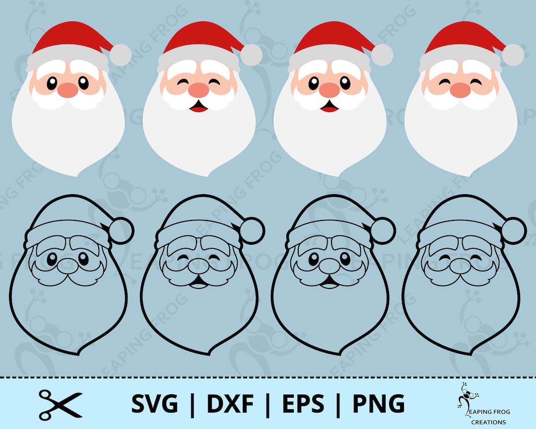 Santa SVG. PNG. Faces. Cricut Cut Files, Layered Files. Silhouette ...