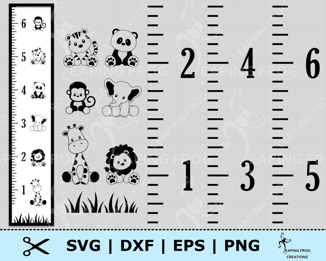 Growth Chart SVG. Cricut Cut Files, Silhouette. With Cute Animals! Wall ...