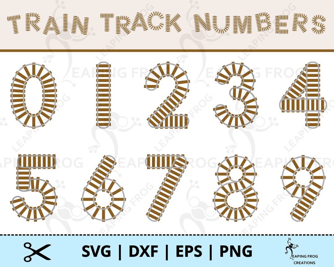 Train Track Numbers SVG. PNG. Cricut Cut Files, Layered. Silhouette ...
