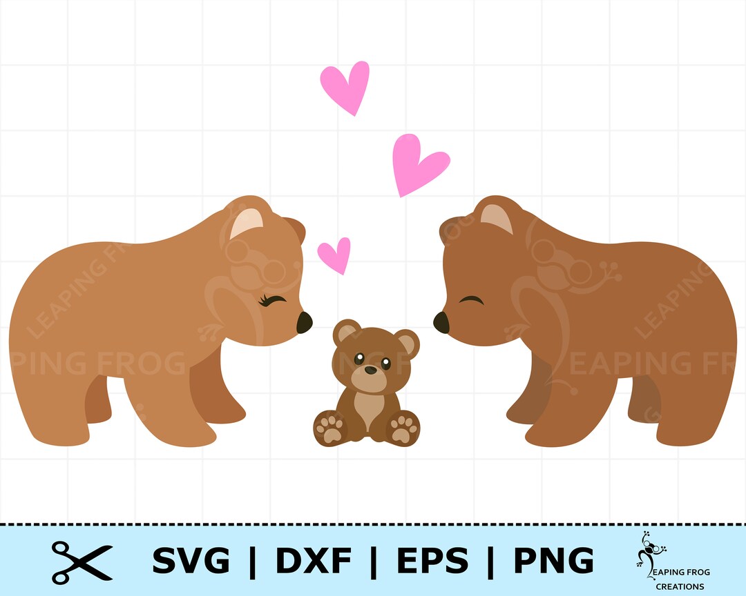Bear Family SVG. Cricut Cut Files, Layered. Silhouette. PNG DXF Eps ...