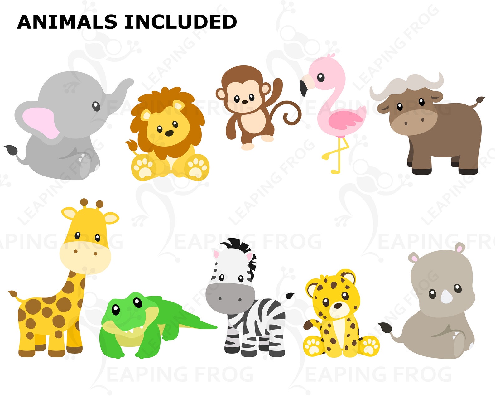 Jungle Animals SVG. PNG. Cricut Cut Files, Layered Files. Silhouette ...