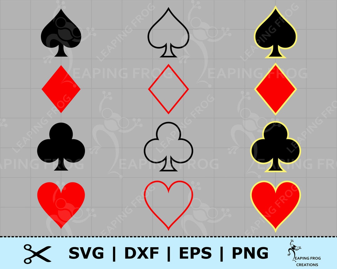 Card Suits SVG Bundle. 3 Versions! Cricut Cut Files, Layered ...