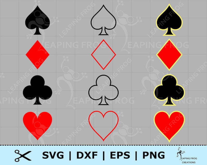 Card Suits SVG Bundle. 3 Versions Cricut Cut Files Layered. - Etsy