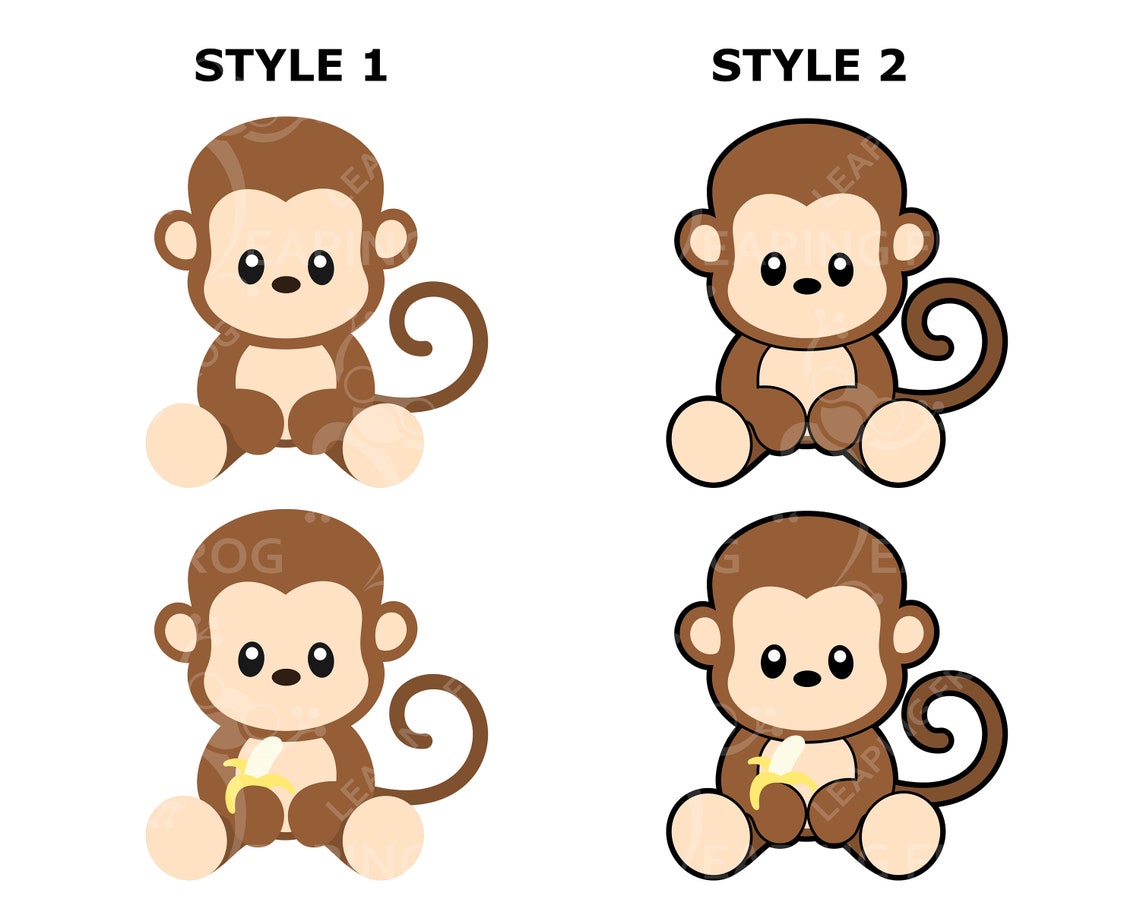 Cute Baby Monkey SVG. Whole Image or Cut/layered Files. Monkey | Etsy