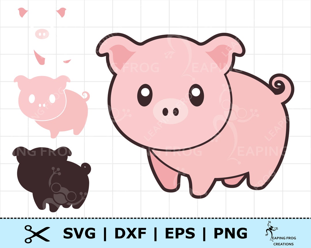 Cute Pig SVG PNG DXF Eps. Whole Image and Layered Files. Digital ...
