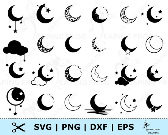 Moon and Stars SVG. PNG. Cricut Cut Files Silhouette Files. | Etsy UK