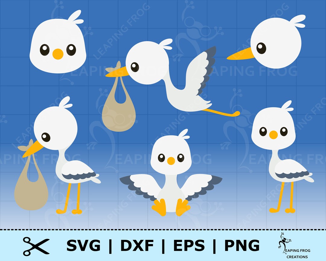 Stork SVG. Bundle, Set. Cricut Cut Files, Layered Files. Silhouette ...