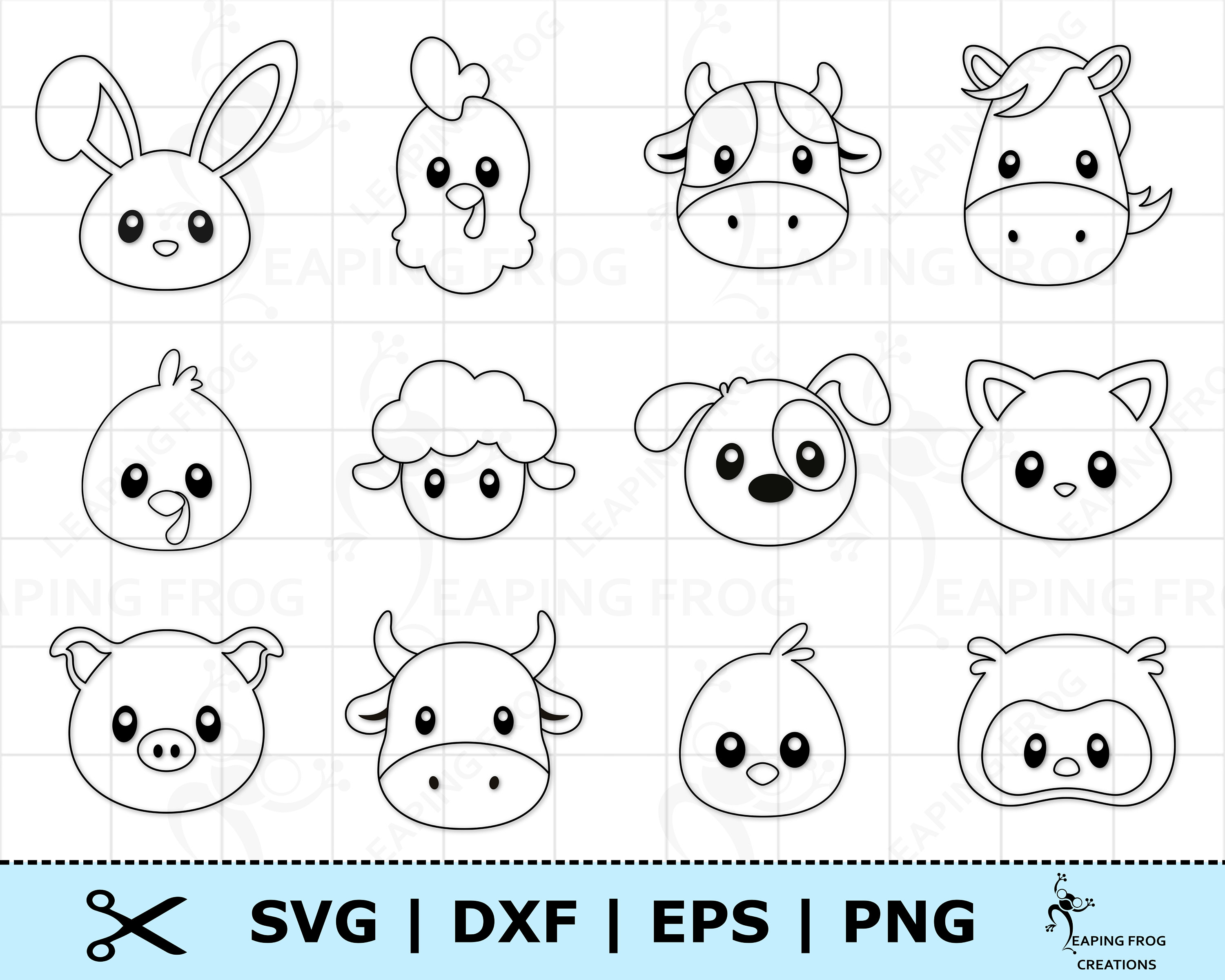 Farm Animals SVG. PNG. Outlines Stencils. Cricut Cut Files | Etsy UK