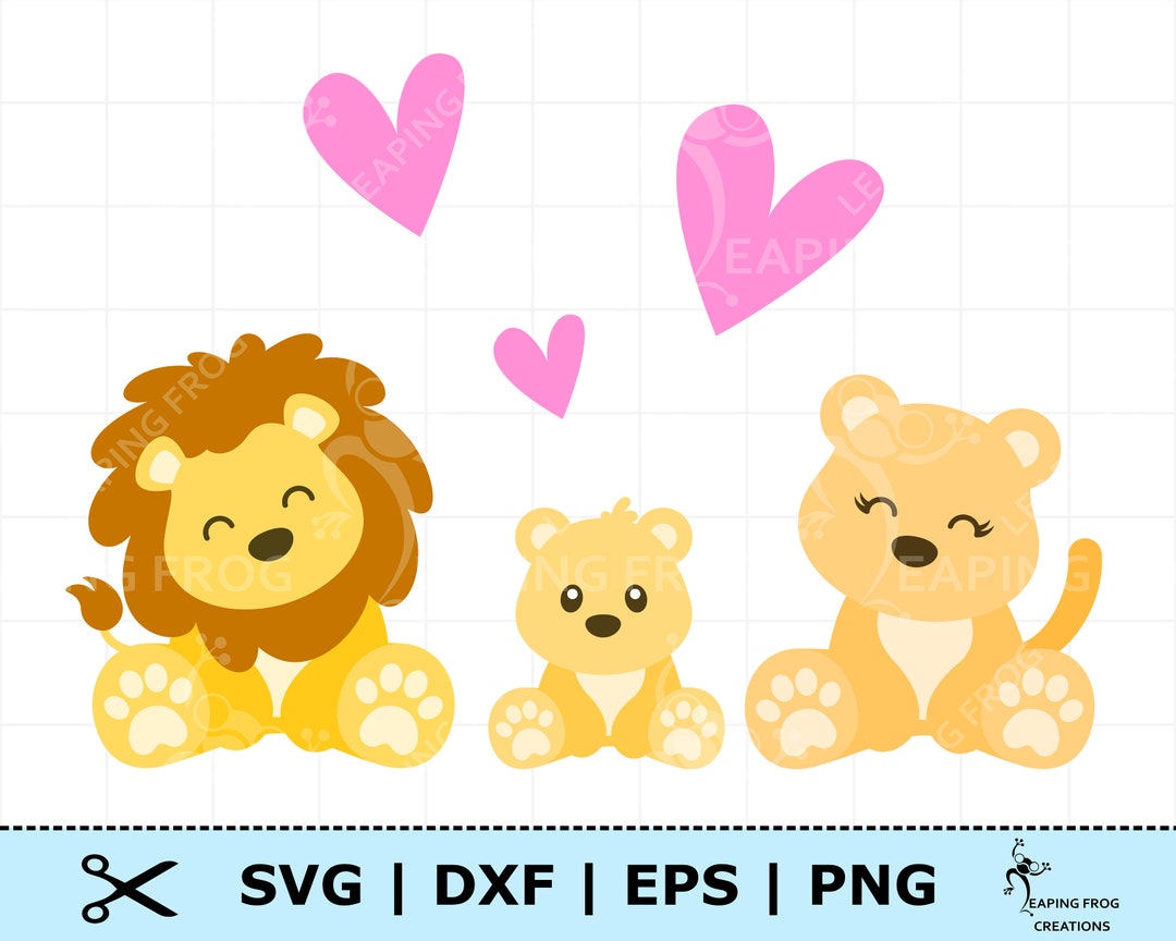 Lion Family SVG. Cricut Cut Files, Layered. Silhouette. PNG DXF Eps ...