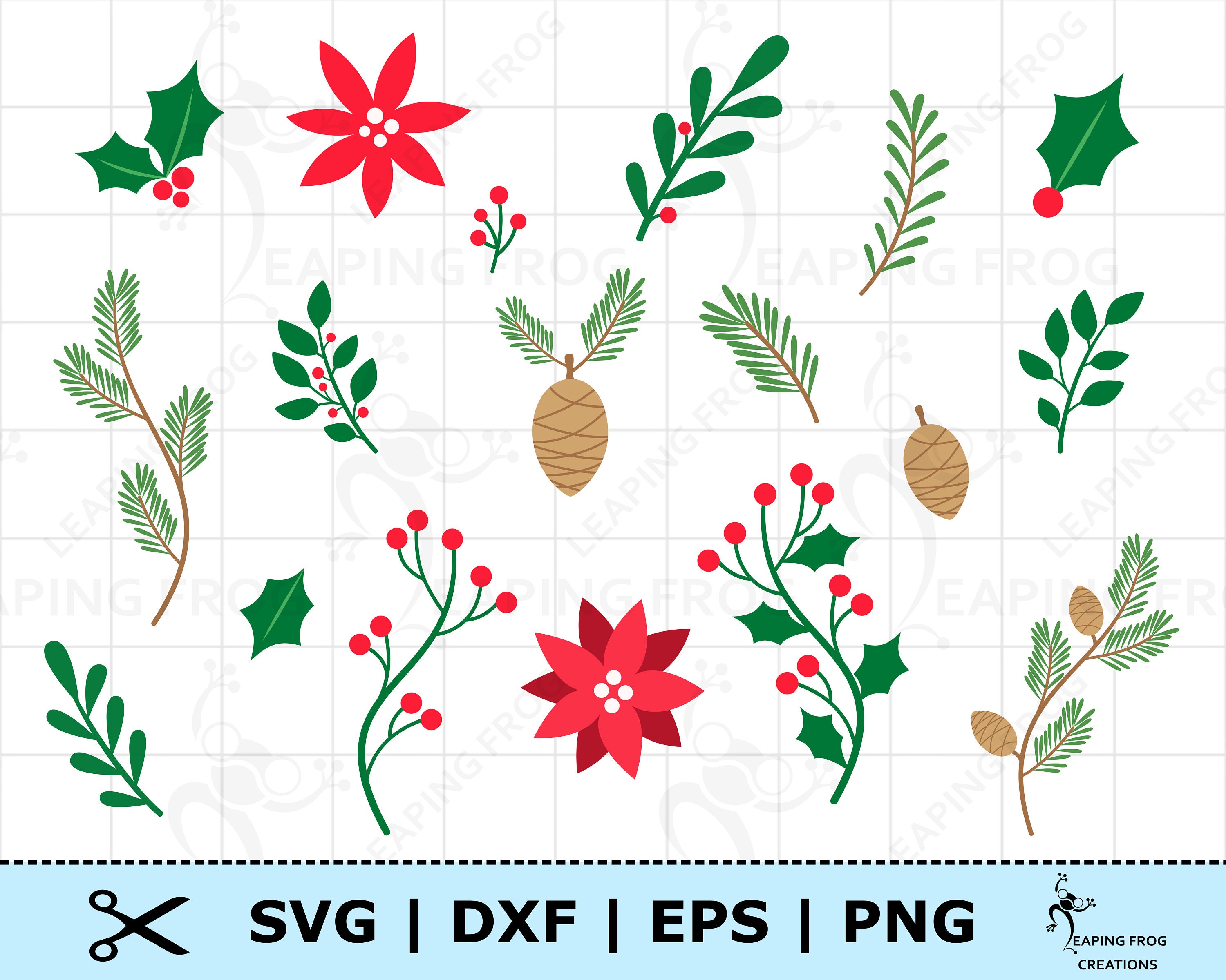Christmas Foliage SVG. PNG. Cricut Cut Files Layered Files. | Etsy