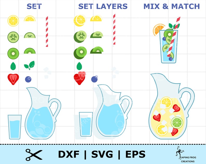 Lemonade Svg. Fruity Summer Drinks SVG DXF EPS. Mix & Match - Etsy