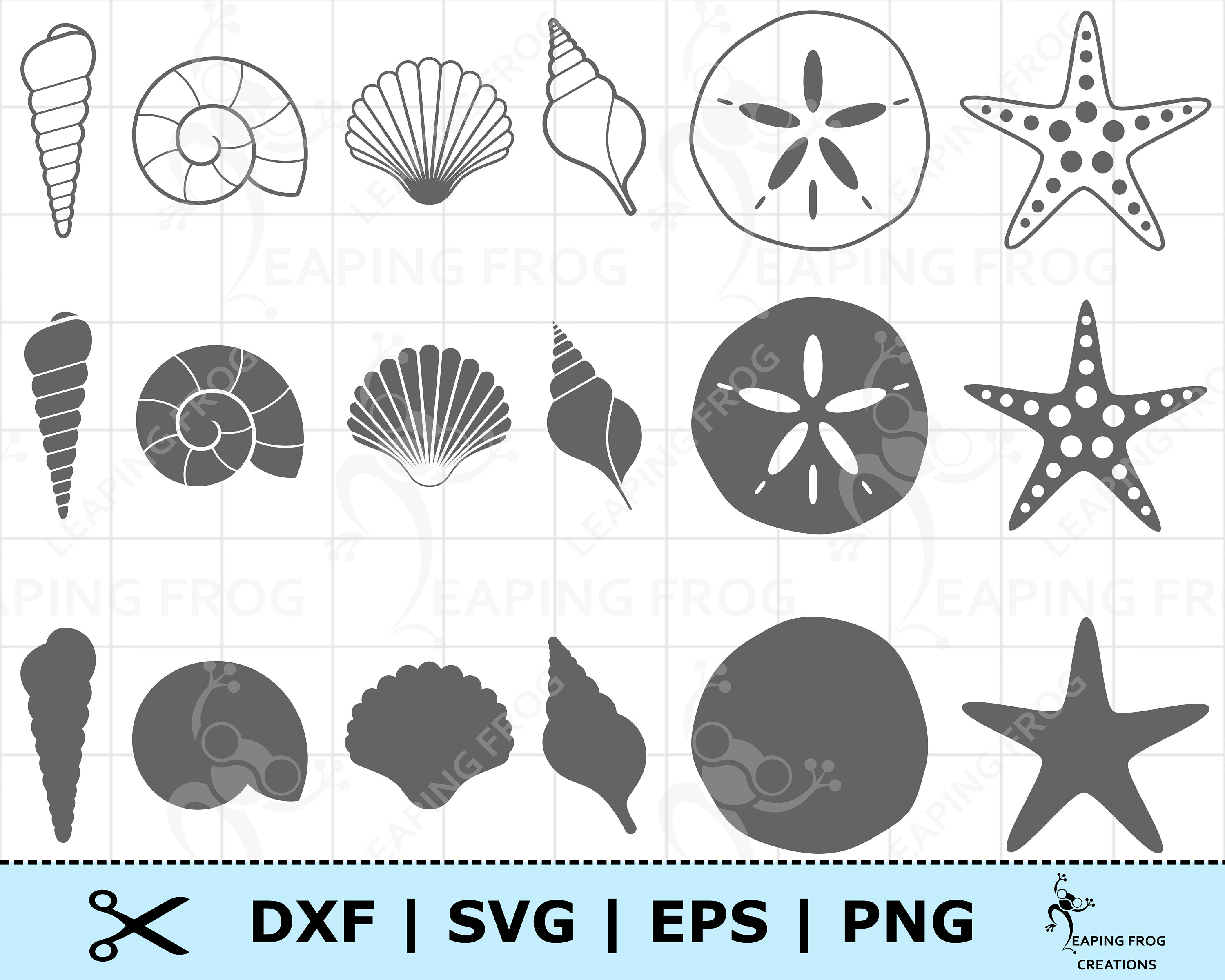 Seashells SVG. Cricut Cut Files. Layered Files. Silhouette. DXF. PNG ...
