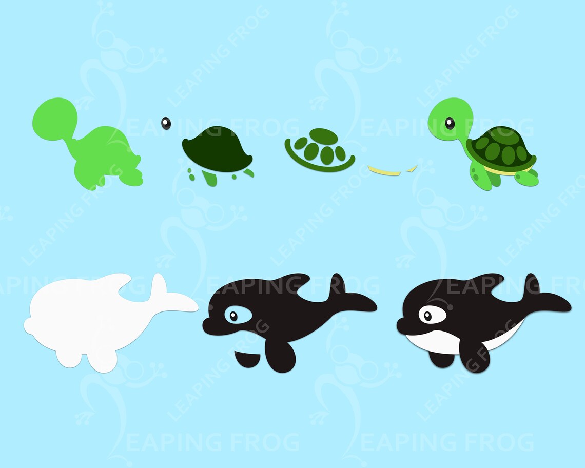 Ocean Animals SVG Set. Ocean Svg. Cricut Cut Files Layered | Etsy
