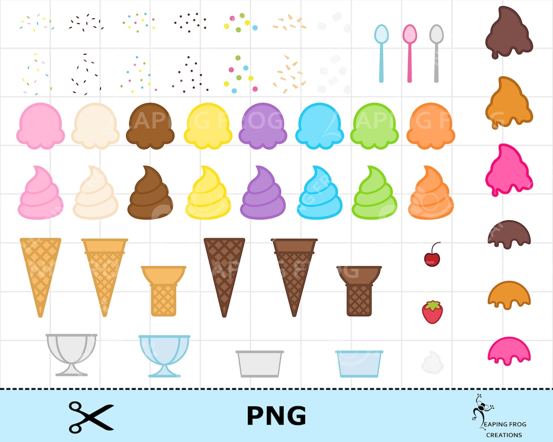Ice Cream PNG. Mix & Match! Cones, Scoops, Dish, Spoons, Sprinkles ...