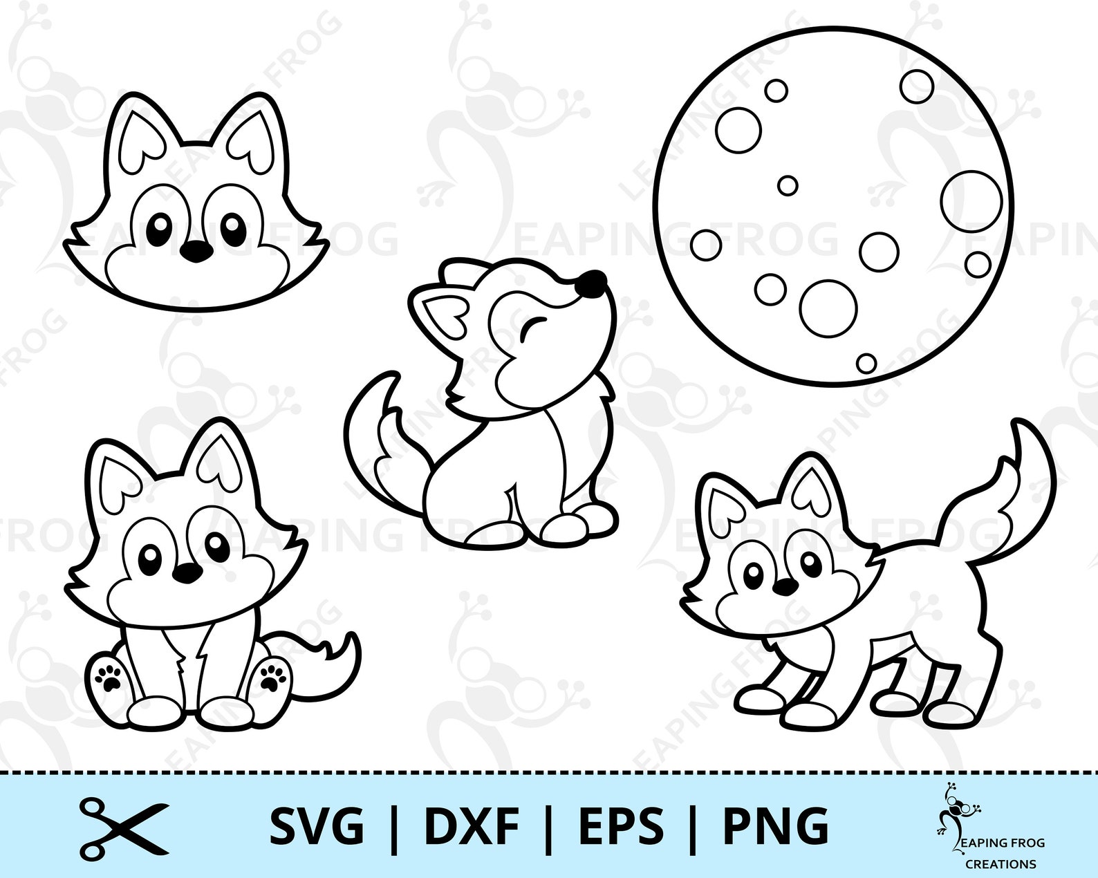 Wolves SVG. PNG. Outline, Stencil. Cricut Cut Files, Silhouette ...
