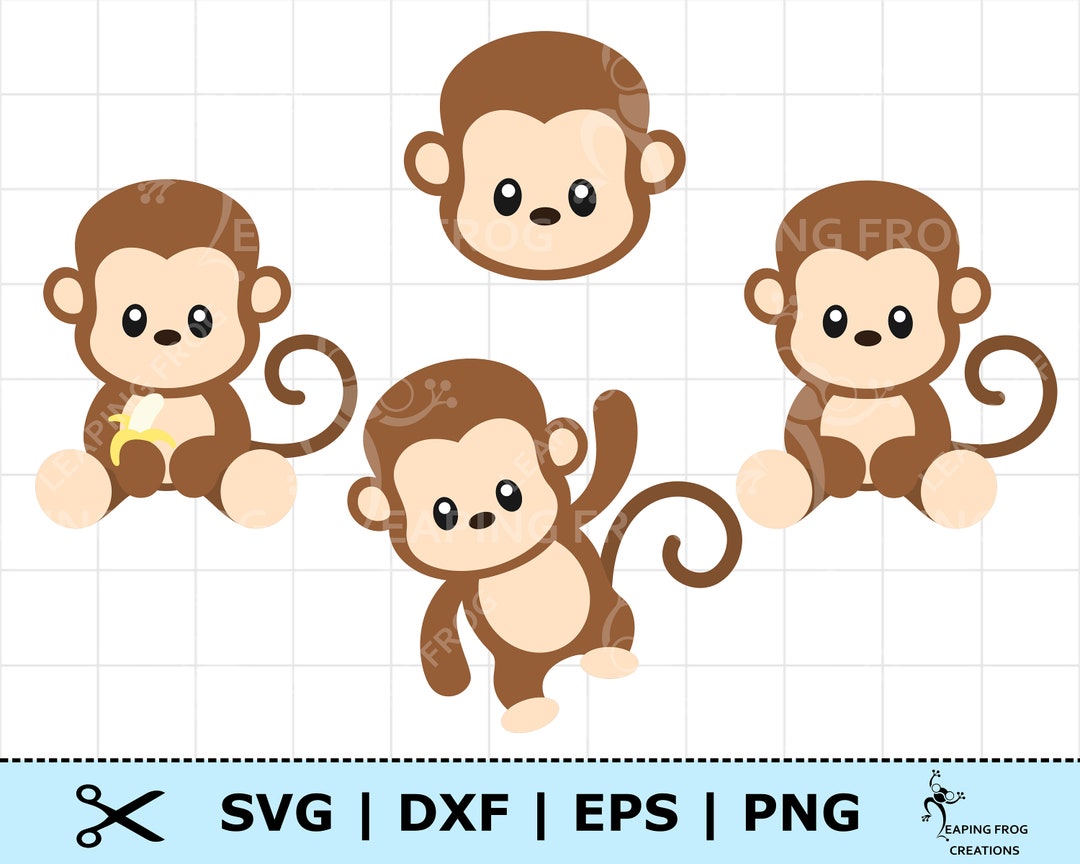 Monkey SVG. DXF. PNG. Eps. Whole Image or Cut/layered Files. Monkey Set ...