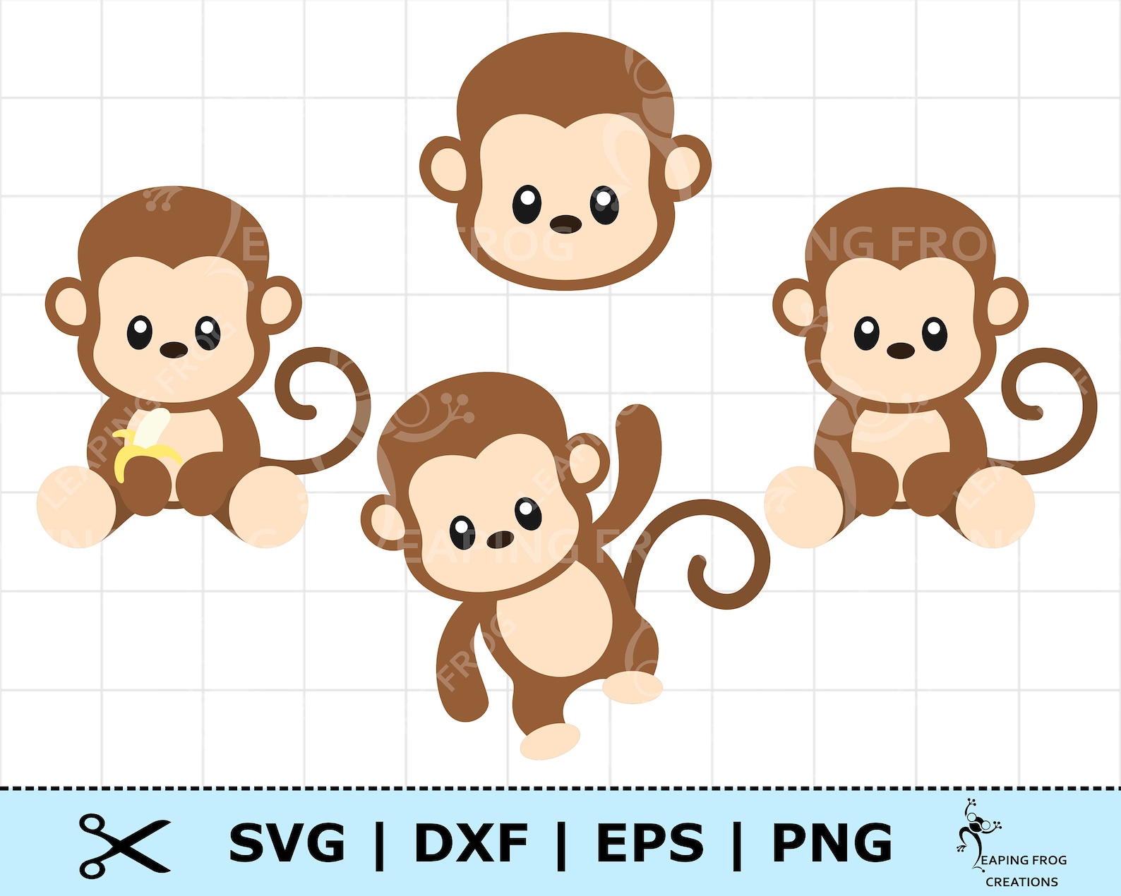 Monkey SVG. DXF. PNG. eps. Whole image or cut/layered files. | Etsy