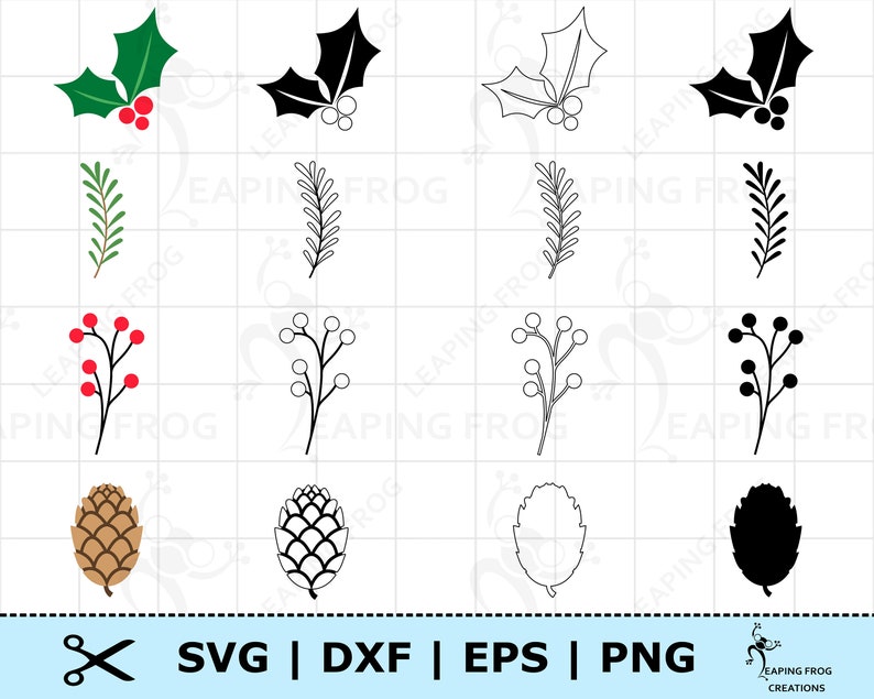 Christmas Foliage SVG. PNG. Cricut Cut Files, Layered. Silhouette Files ...