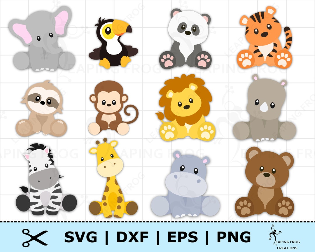 Jungle Animals SVG Set. Safari Animals SVG. Cricut Cut Files, Layered ...