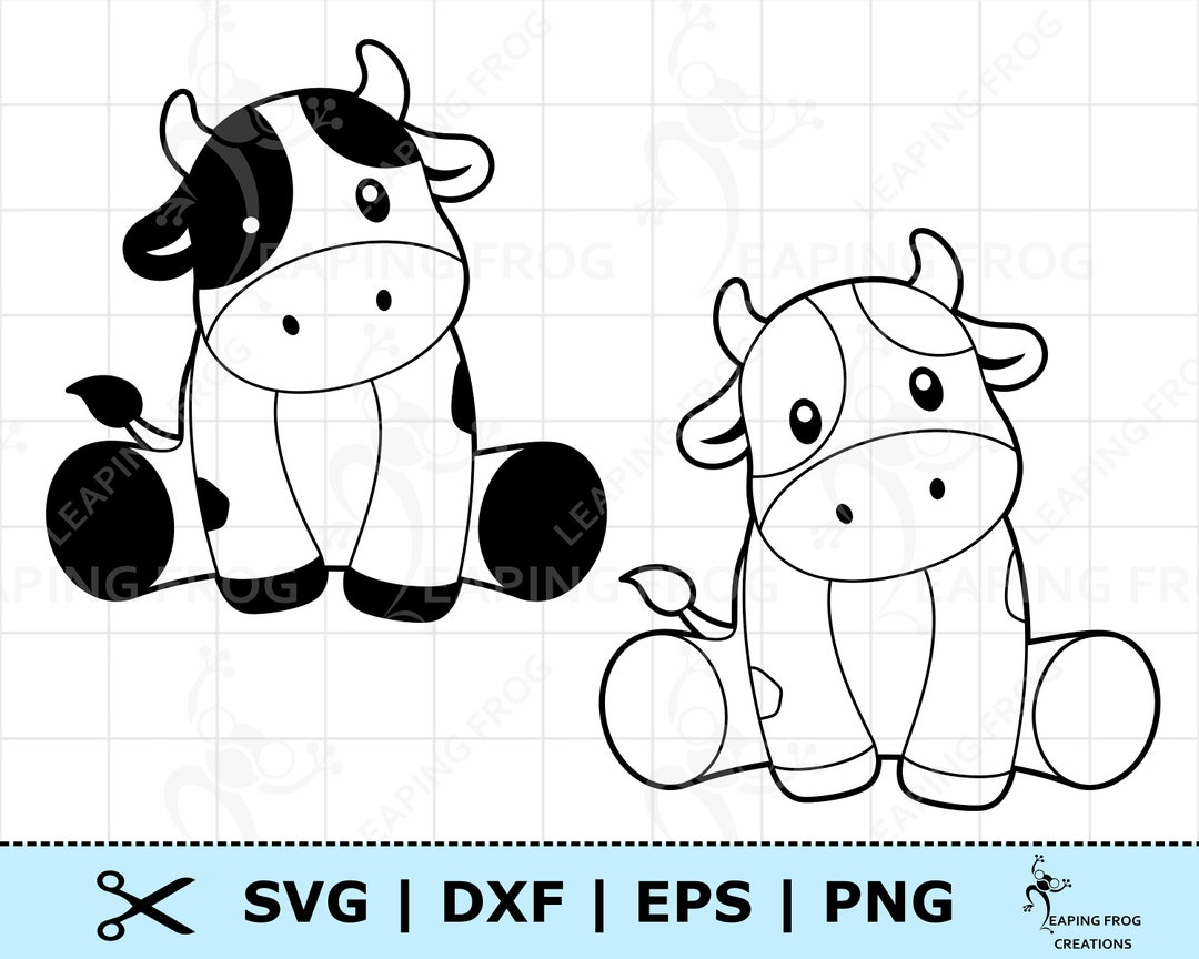 Cow SVG PNG. Cricut Cut Files, Silhouette Files. Outline, Stencil. Farm ...