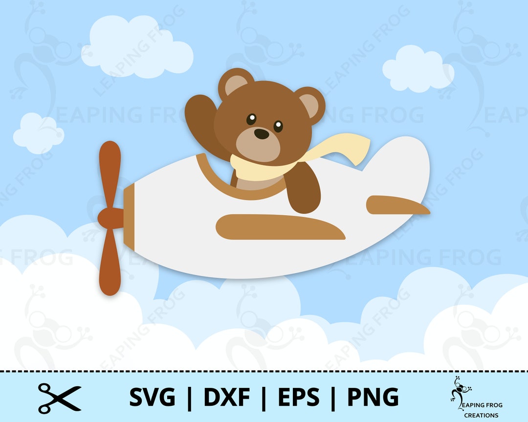 Bear in Airplane SVG. PNG. Cricut Cut & Layered Files, Sublimation ...