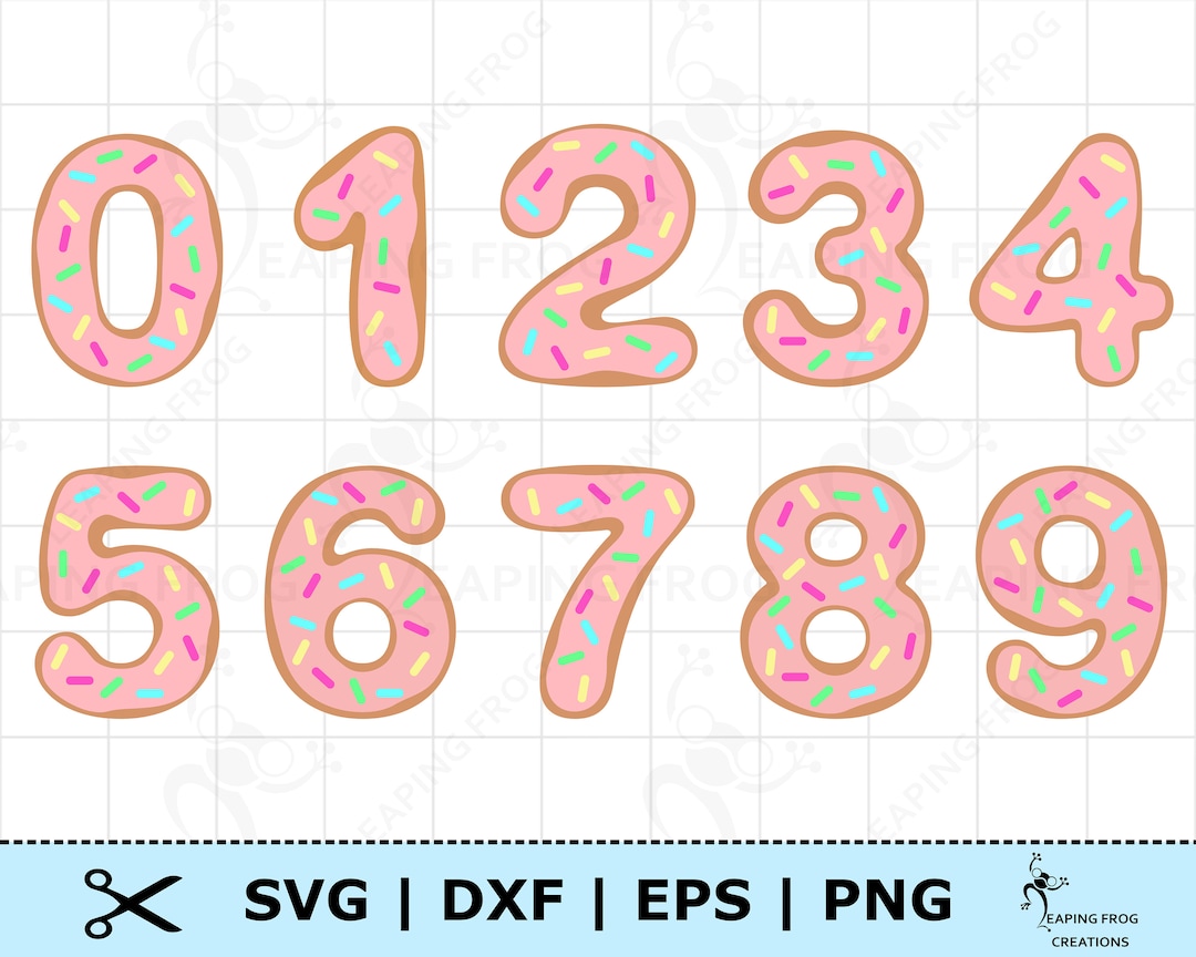 Donut Numbers SVG. PNG. Pink Doughnuts. Cricut Cut Files, Layered ...