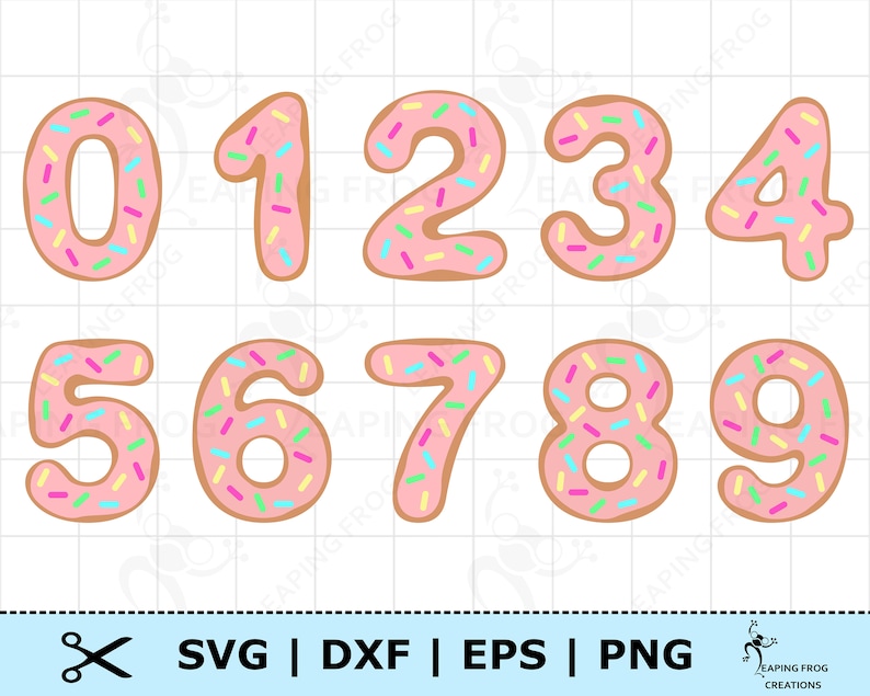 Donut Numbers SVG. PNG. Pink Doughnuts. Cricut Cut Files, Layered ...