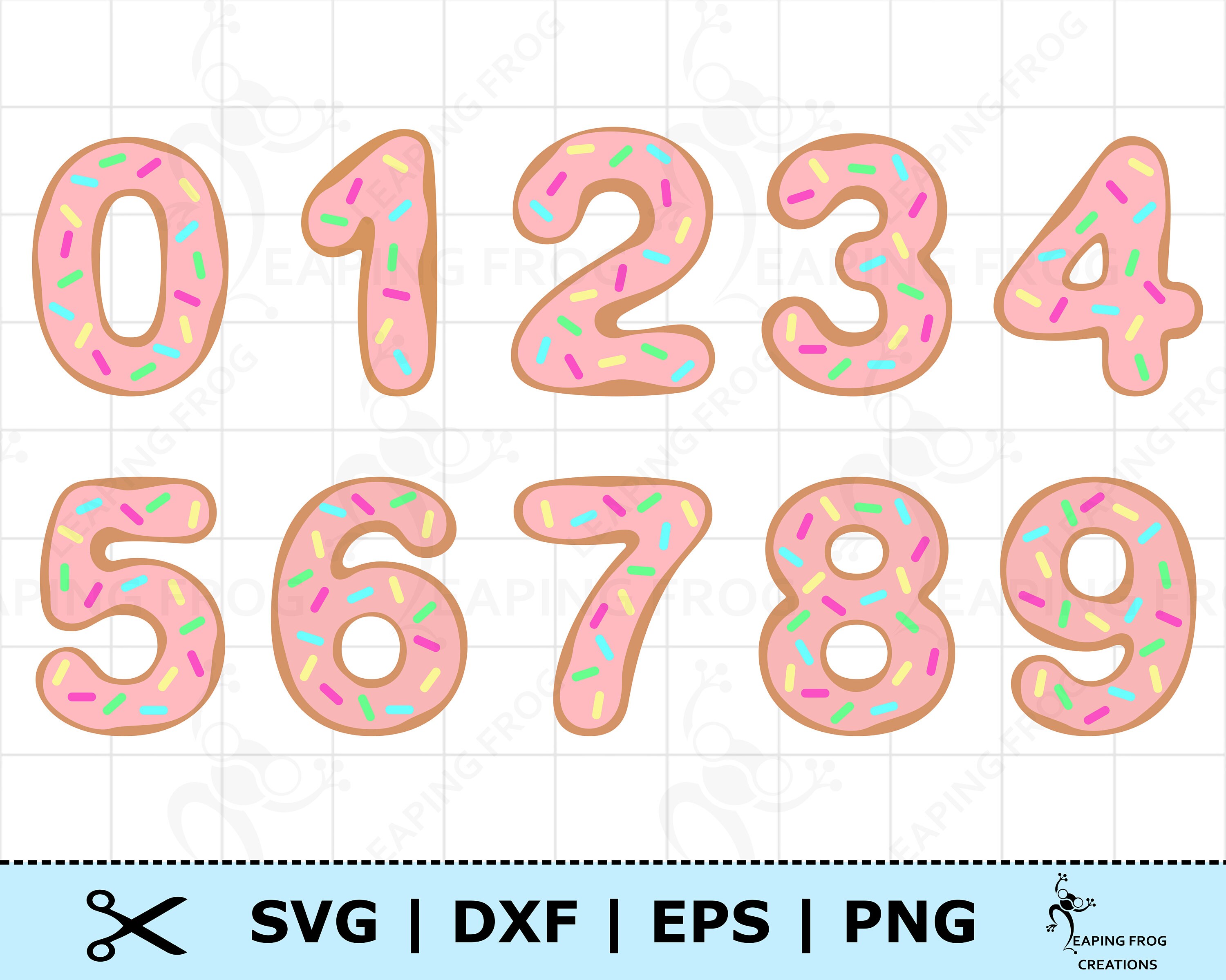 Donut Numbers SVG. PNG. Pink Doughnuts. Cricut Cut Files, Layered ...