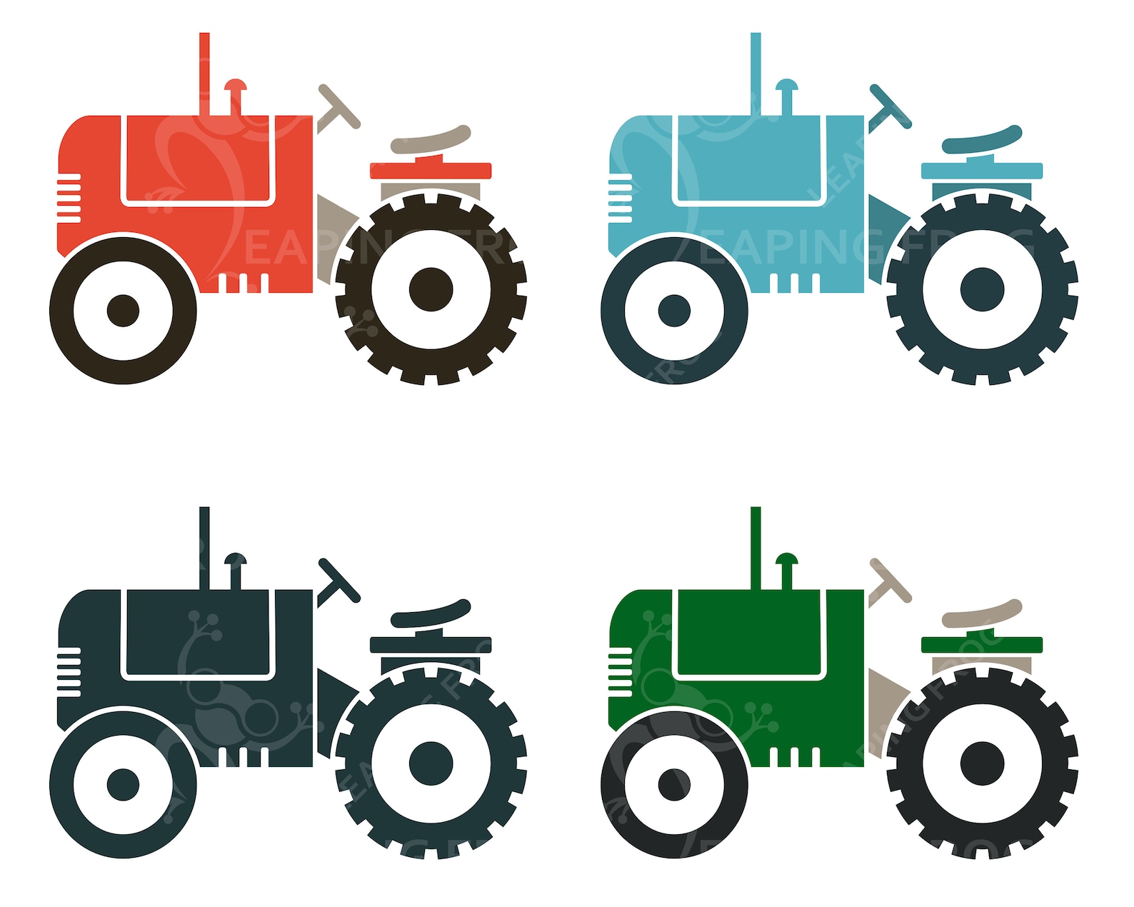Vintage Tractor SVG. Cut Layered Files. Red & Green Tractors - Etsy
