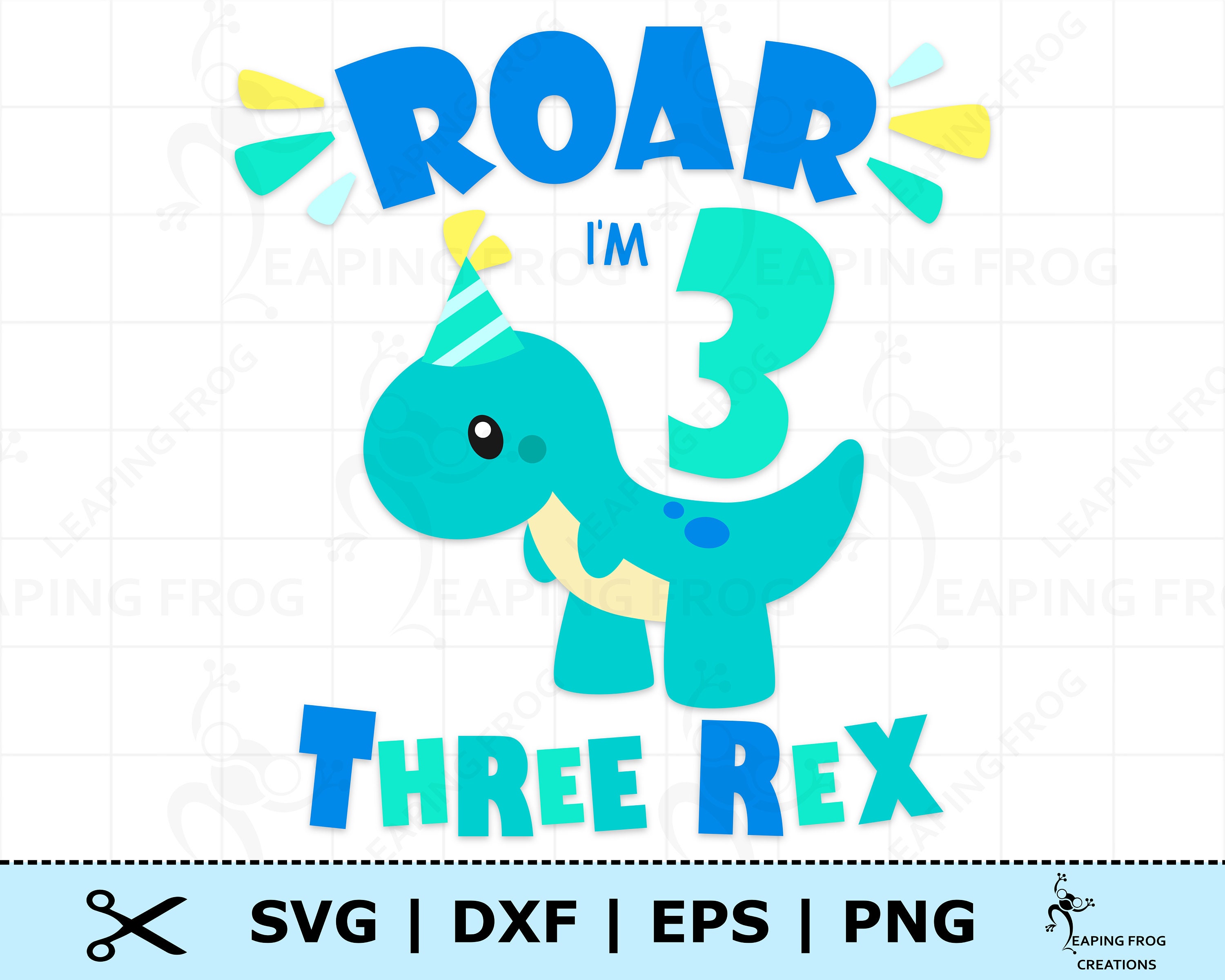 Tres Rex SVG. PNG. Dinosaurio cumpleaños svg. Archivos | Etsy