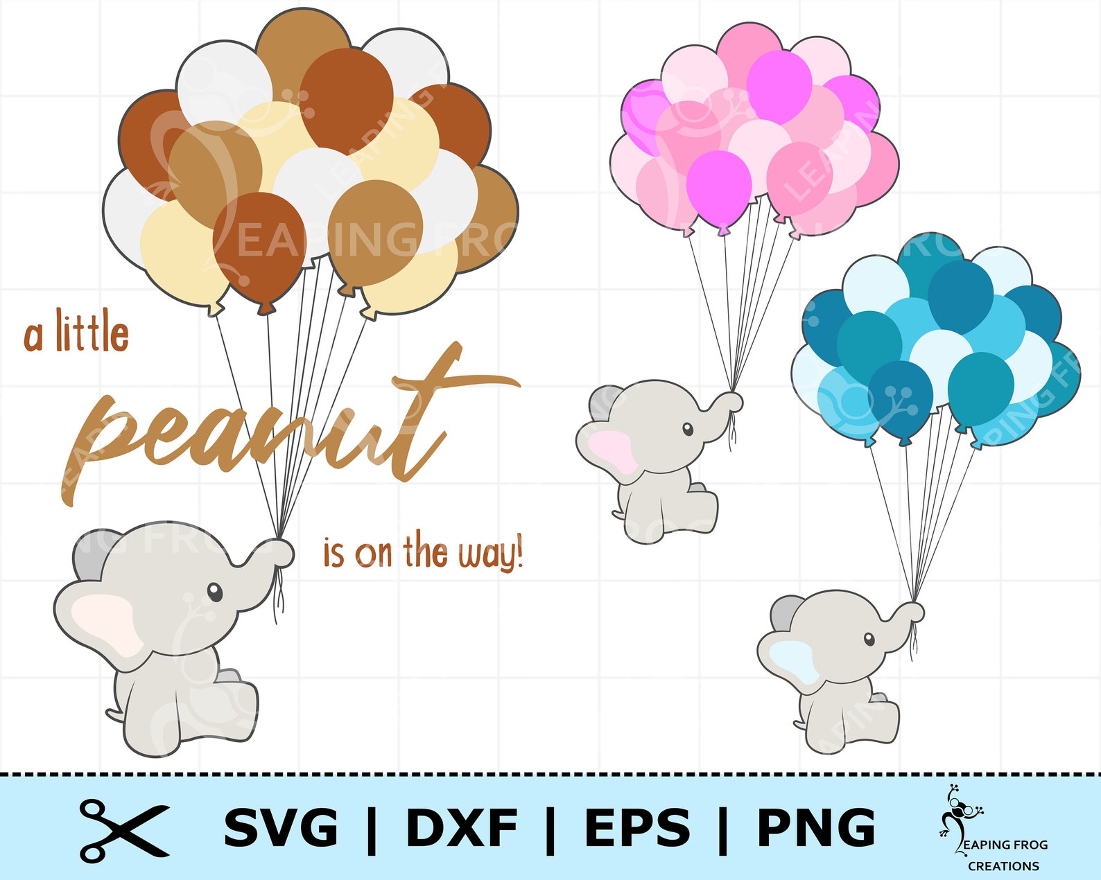 Elephant With Balloons SVG. Circut Cut Files, Layered Files. Silhouette ...