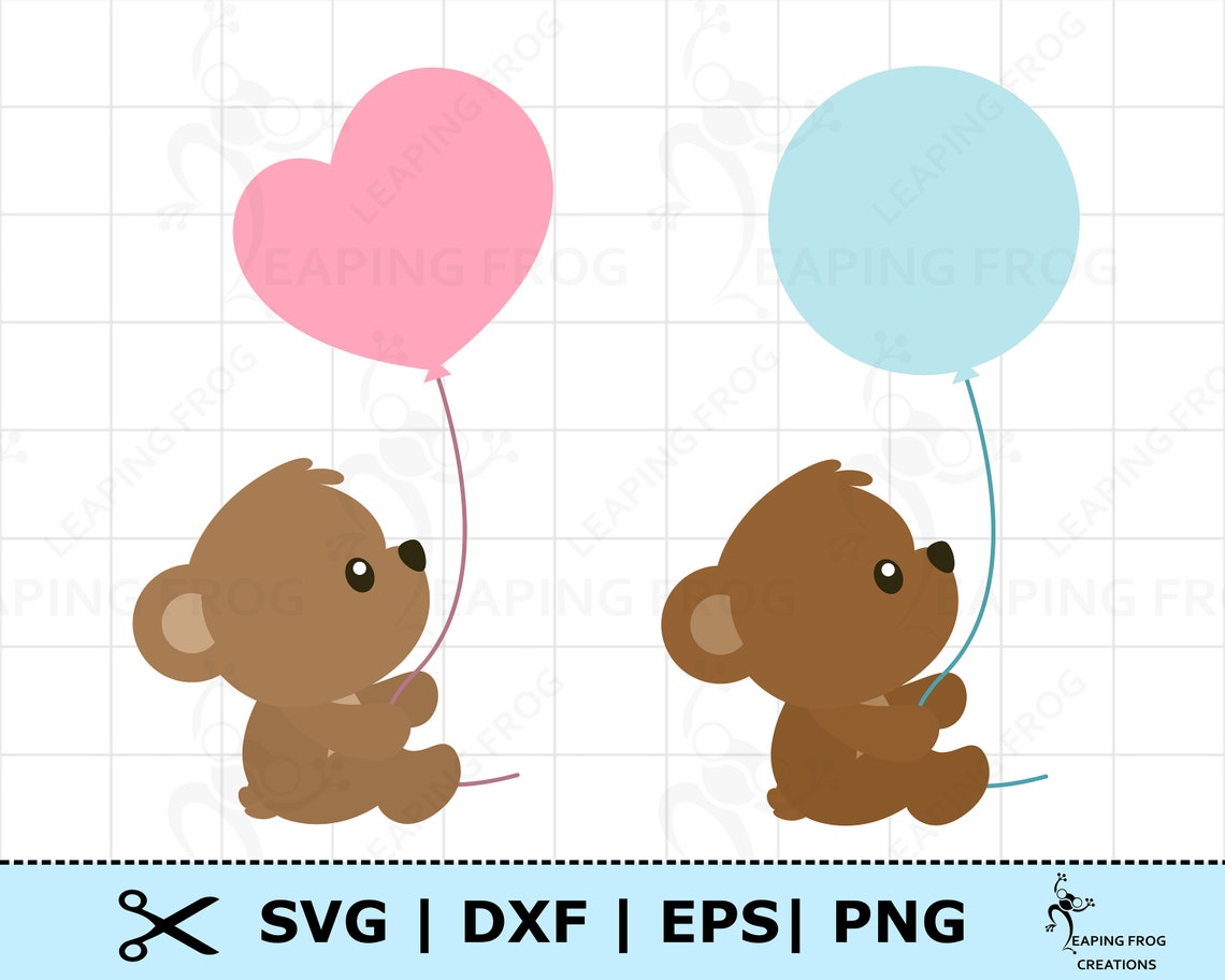 Baby Bear With Balloon SVG. Circut Cut Files Silhouette. | Etsy
