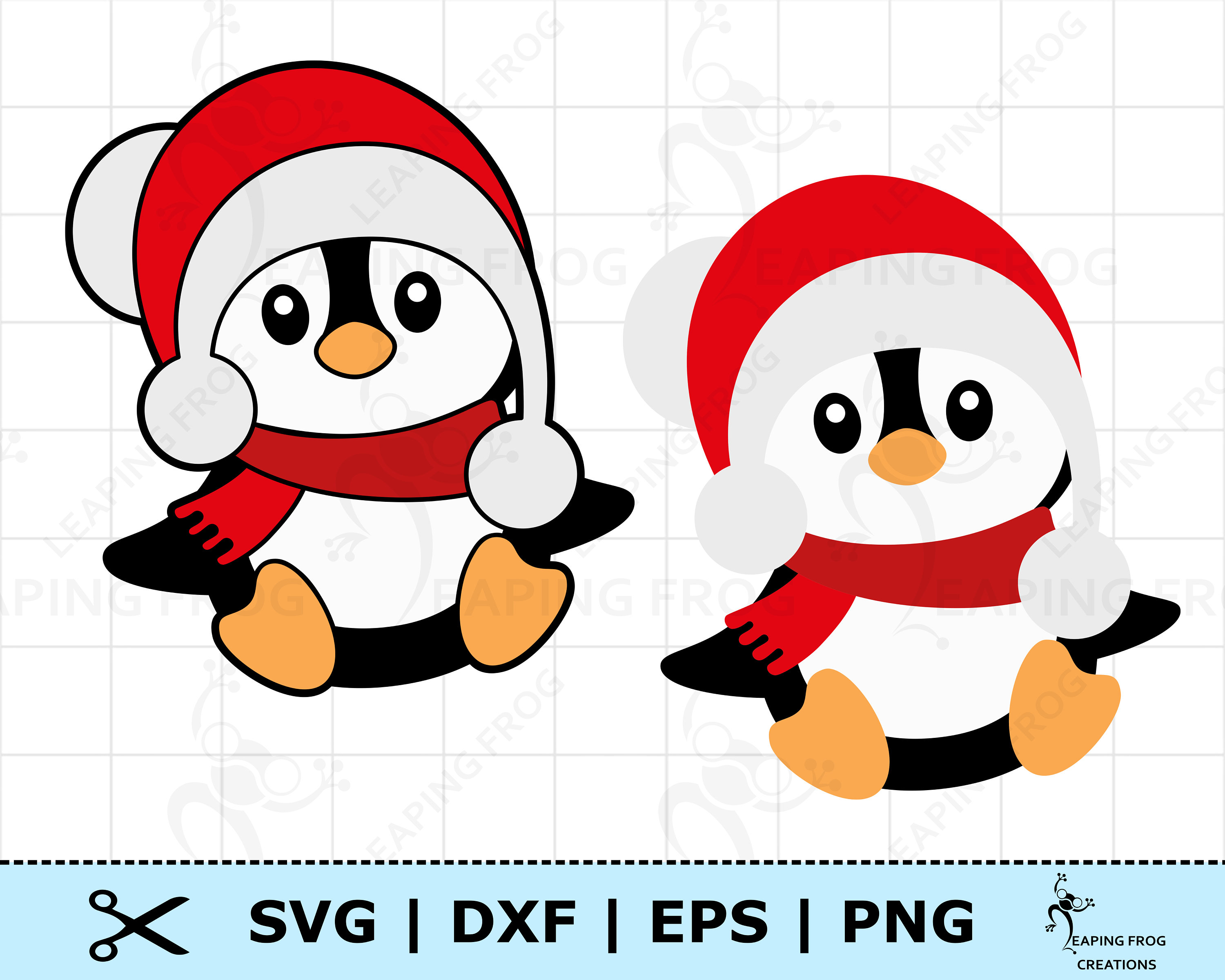 Penguin With Santa Hat Clipart Svg