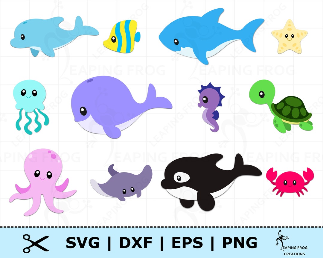 Ocean Animals SVG Set. Ocean Svg. Cricut Cut Files, Layered Files ...