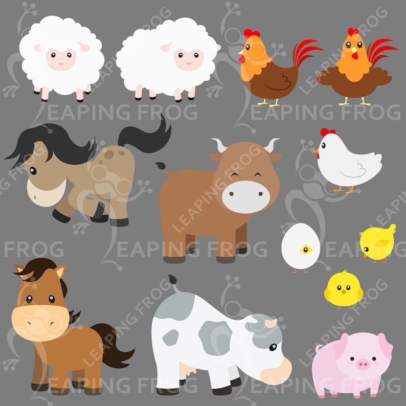 Farm Clipart. Bundle - Digital / Instant Download. Barn, Tractor, Horse ...