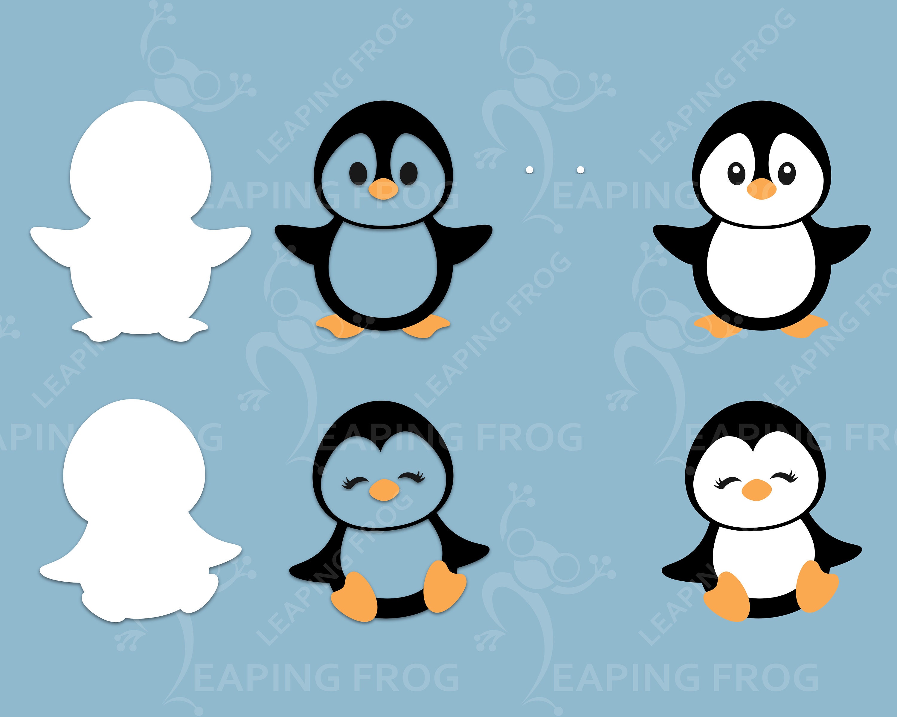 Penguins SVG. Cricut Cut Files Layered Files. Silhouette. | Etsy UK