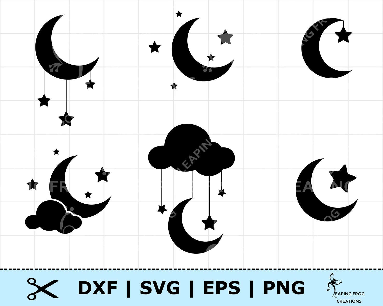 Mond SVG. PNG. Mond und Sterne svg. Cricut Dateien. Silhouette. DXF ...