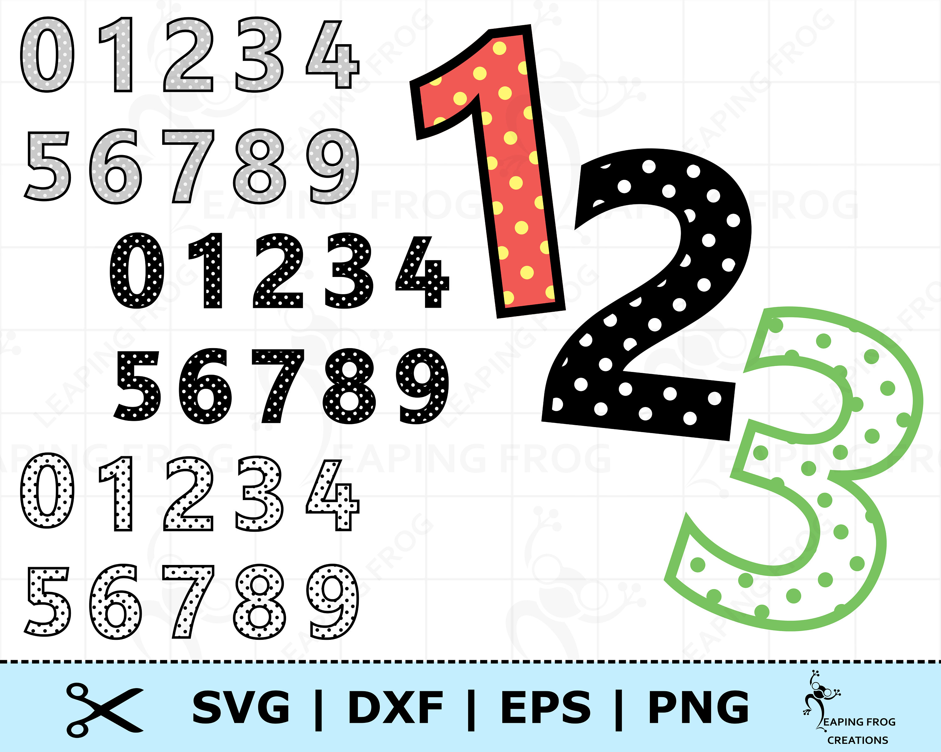 Polka Dot Numbers SVG. 3 Versions Cricut Cut Files Layered. | Etsy