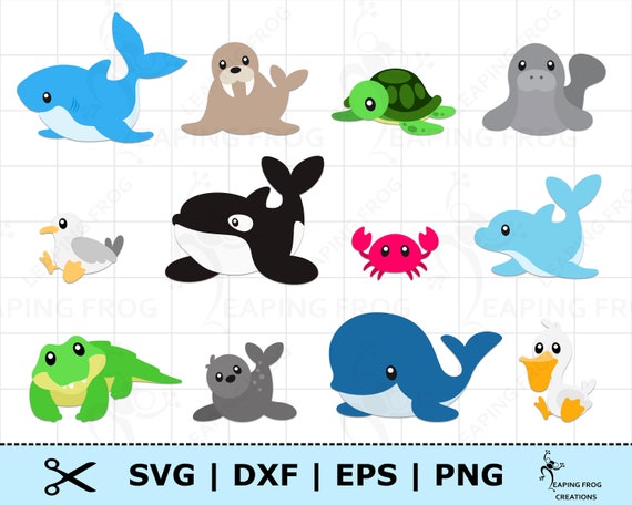 Ocean Animals SVG PNG. Beach. Cricut Cut Files Layered Files. | Etsy