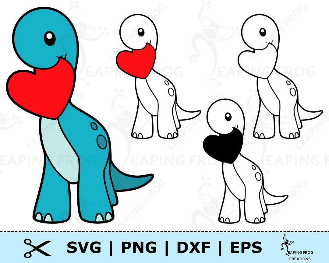 Valentine's Dinosaur SVG. PNG. Heart. Cricut Cut Files, Silhouette ...