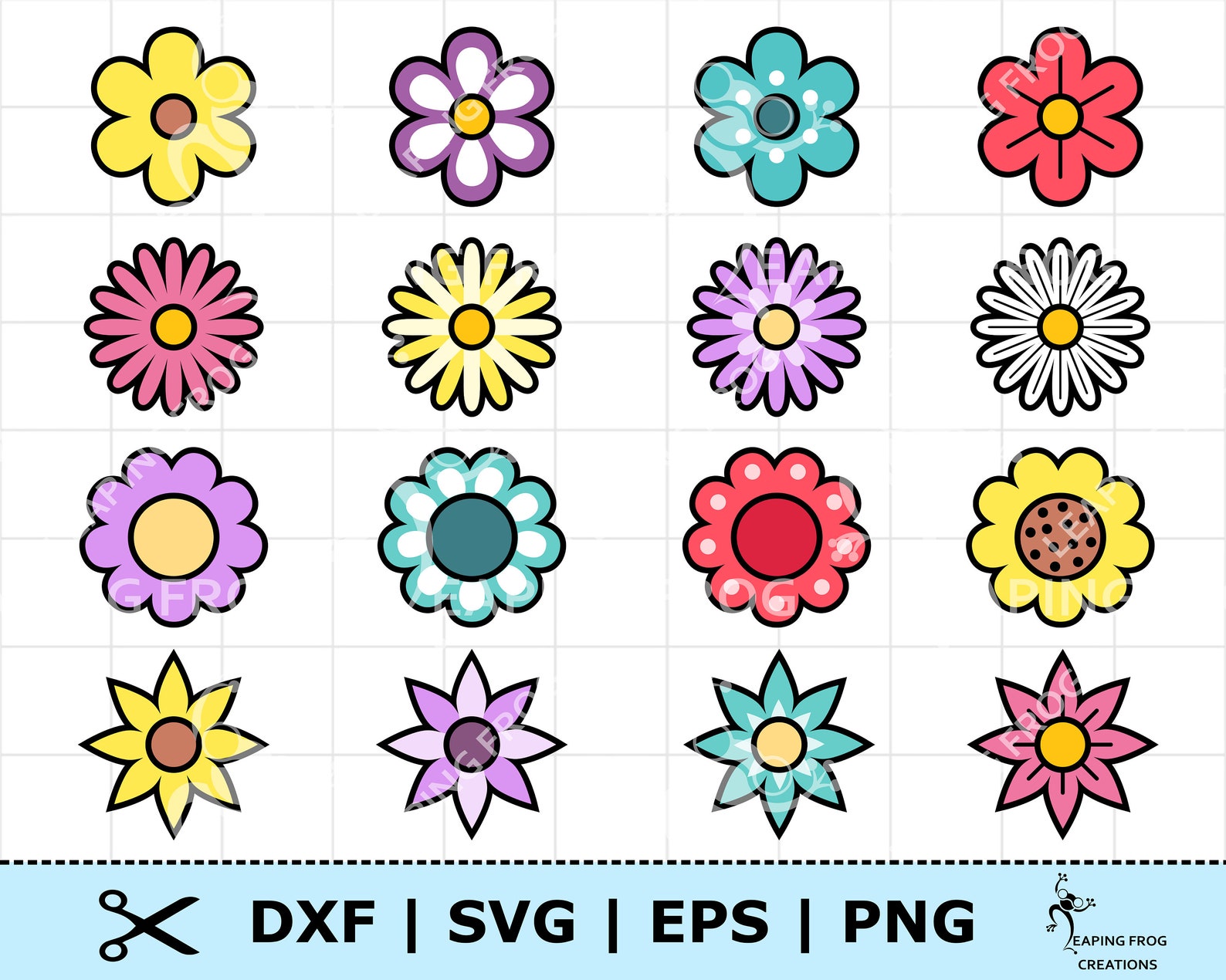 Cute Flowers SVG PNG DXF Eps. Mix & Match Digital Download. - Etsy