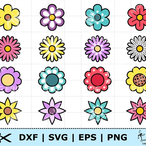 Cute Flowers SVG PNG DXF Eps. Mix & Match Digital Download. - Etsy