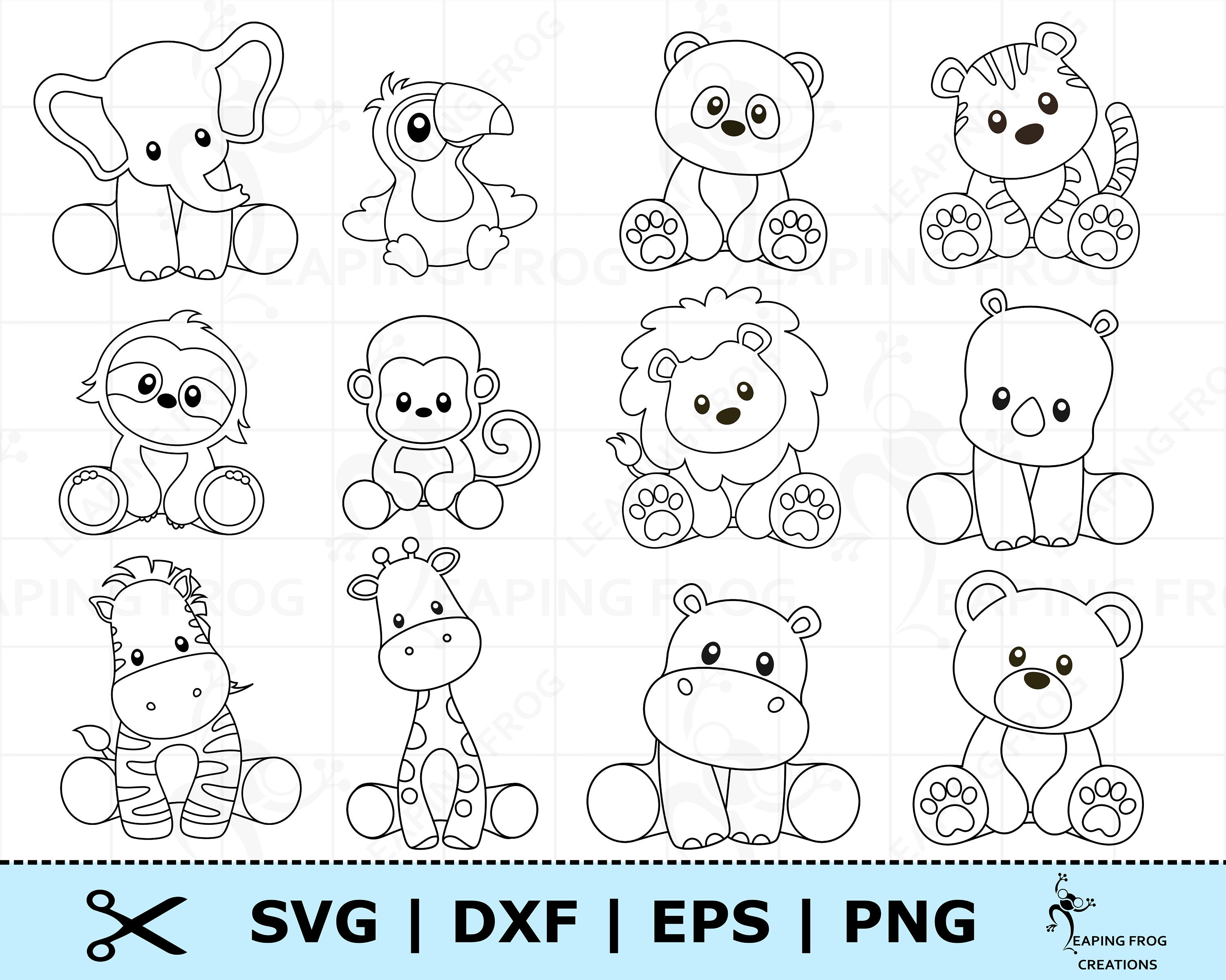 Dschungel Tiere SVG-Set. Safari Tiere SVG. Cricut geschnitten | Etsy