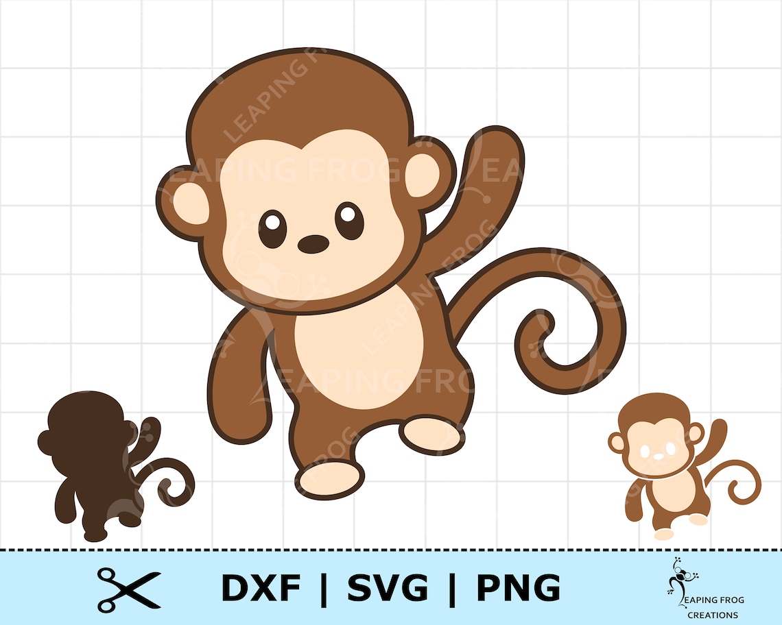 Cute Baby Monkey SVG. Monkey DXF. PNG. Cricut Cut Files, Layered ...