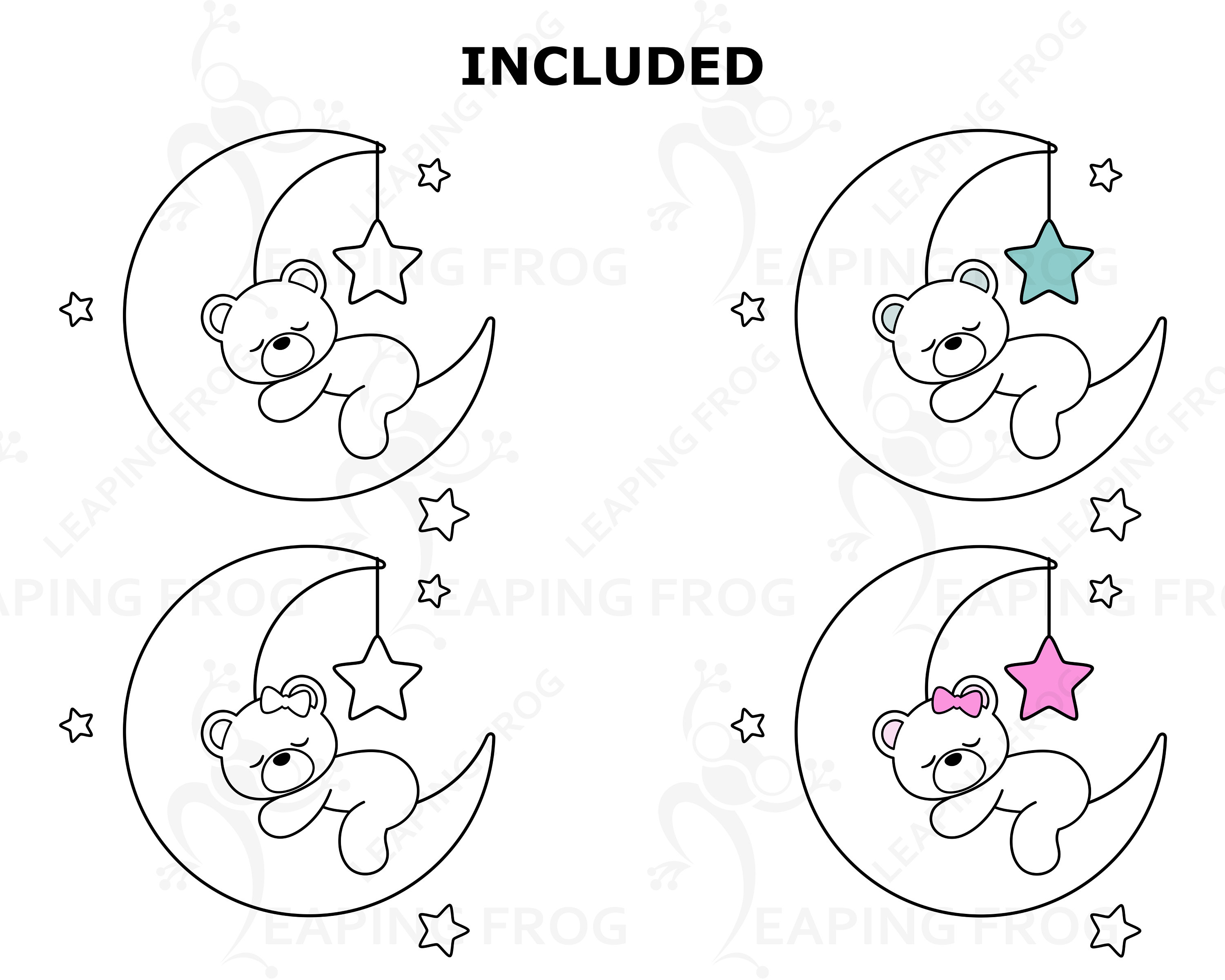 Bear on Moon SVG. PNG. Cricut Cut Files Silhouette. Stencil - Etsy UK