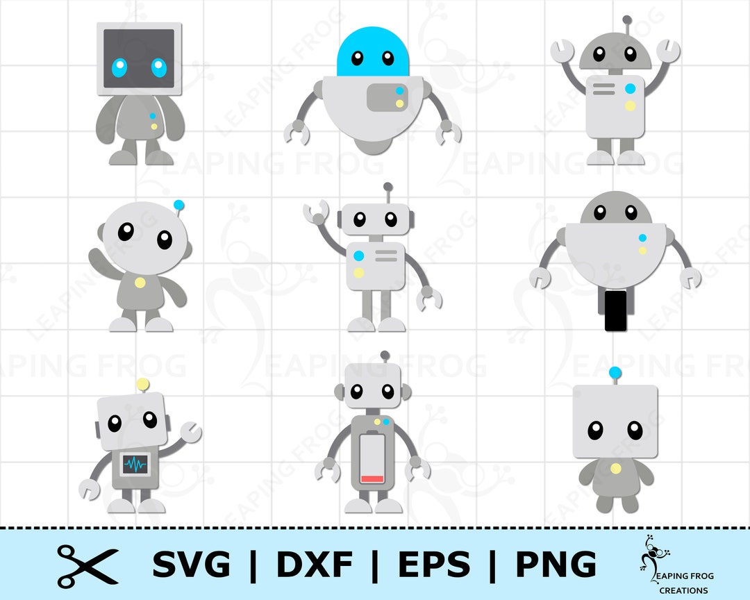 Robots SVG. PNG. Cut, Layered Files. Cricut, Silhouette, Etc. Bundle ...