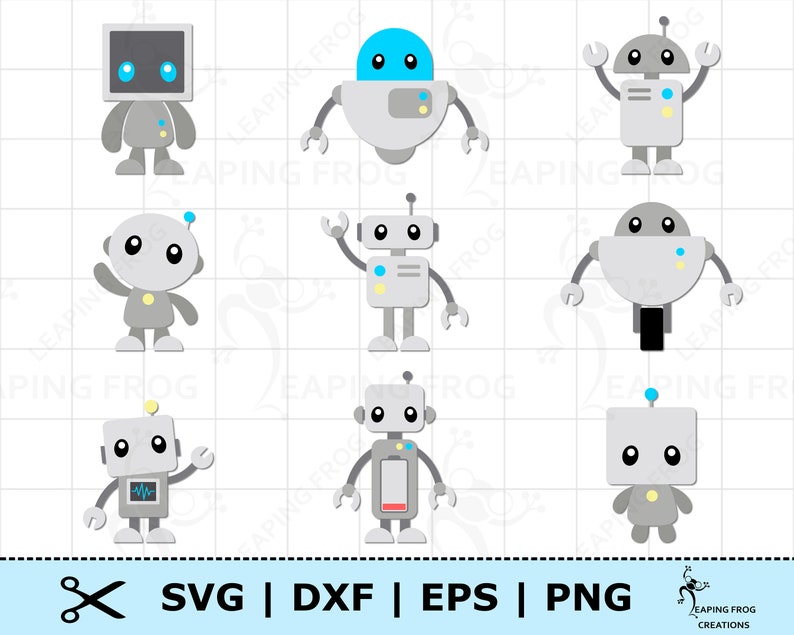 Robots SVG. PNG. Cut Layered Files. Cricut Silhouette Etc. - Etsy