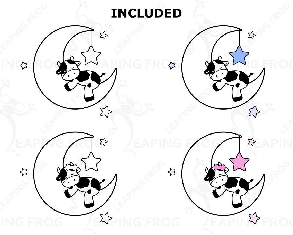 Cow on Moon SVG. PNG. Cricut Cut Files Silhouette. Stencil - Etsy Canada