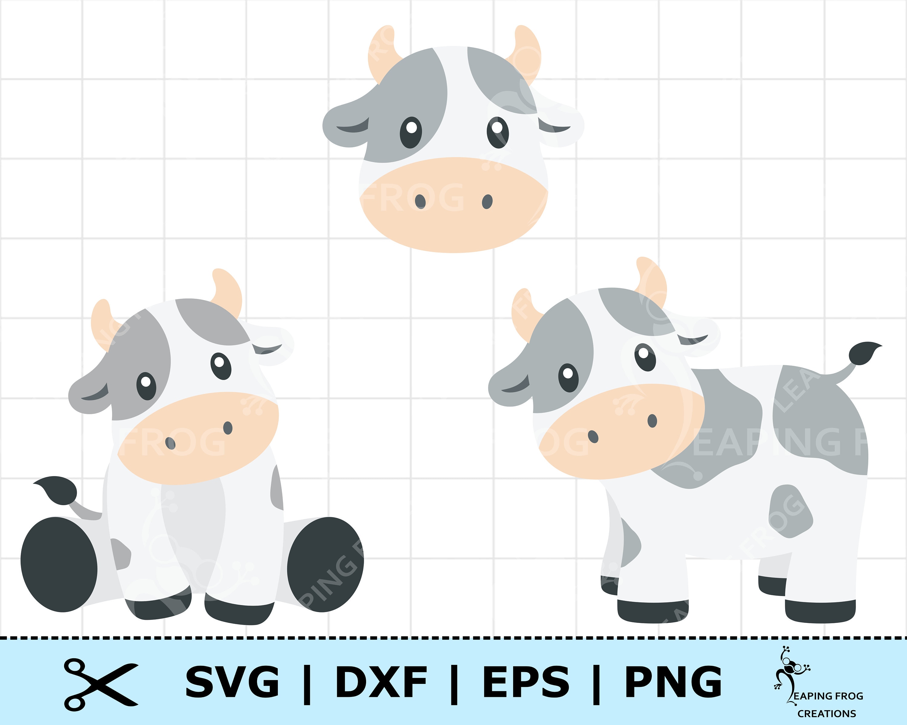 Cow SVG. PNG. Cricut Cut Files, Silhouette. Layered Files. Bundle, Set ...