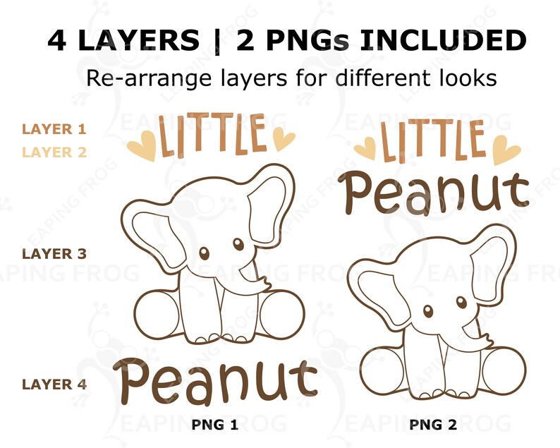 Elephant SVG. PNG. Little Peanut. 2 Versions Cricut Cut - Etsy